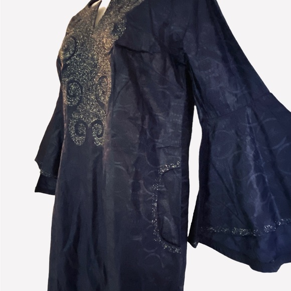 Ashro | Dresses | Ashro Navy Cotton Bell Sleeve Kaftan Resort Church ...